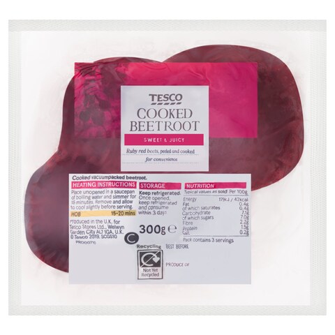 Tesco Cooked Beetroot Vacuum Pack 300G (C) - Tesco Groceries