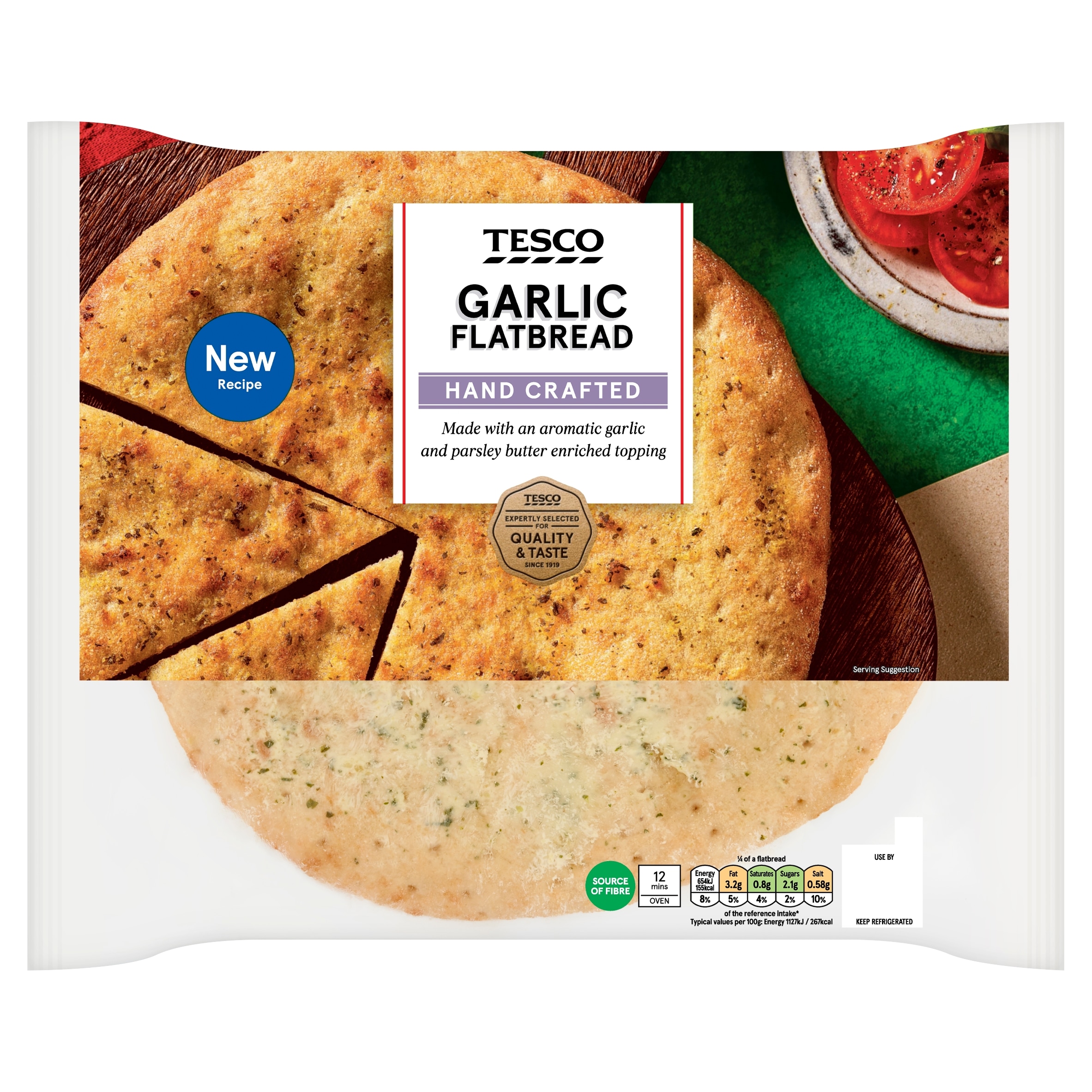 Tesco Garlic Flatbread 255G - Tesco Groceries
