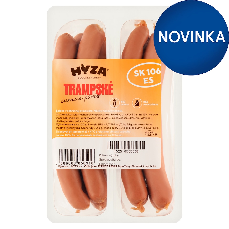 Hyza Trampské kuracie párky 2 x 180 g - Tesco Groceries