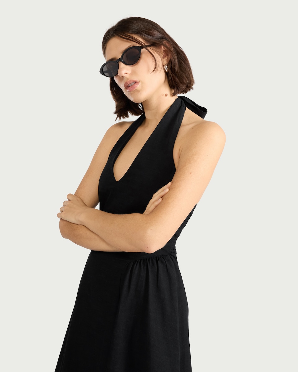 F&F Halterneck Mini Dress in Black - Tesco Groceries