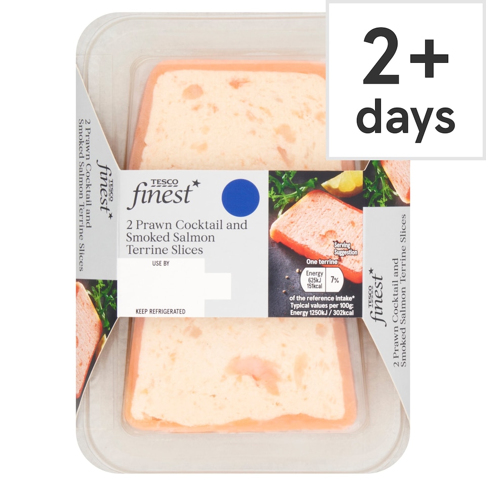 Tesco Finest 2 Prawn Cocktail and Smoked Salmon Terrine Slices 100g ...