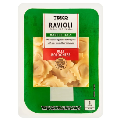 Tesco Ravioli Fresh Egg Pasta with Beef Bolognese 250 g - Tesco Groceries