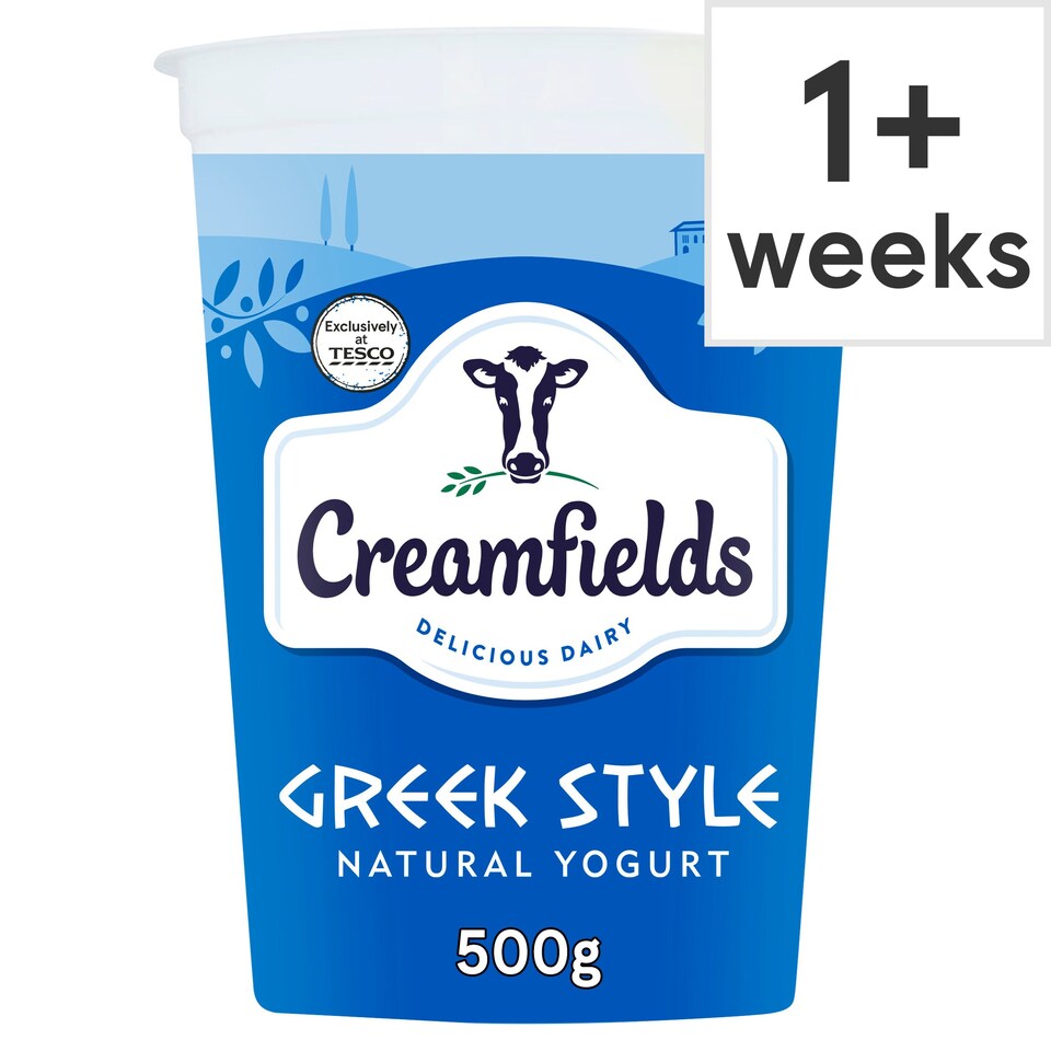 Creamfields Greek Style Natural Yogurt 500G - Tesco Groceries