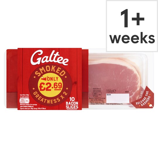 Galtee Value Smoked Bacon Twin Pack 2X150g Pump - Tesco Groceries