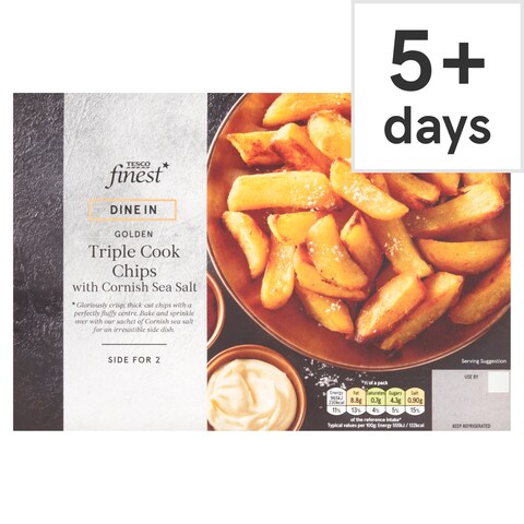 Tesco Finest Dine In Triple Cook Chips with Cornish Sea Salt 400g ...