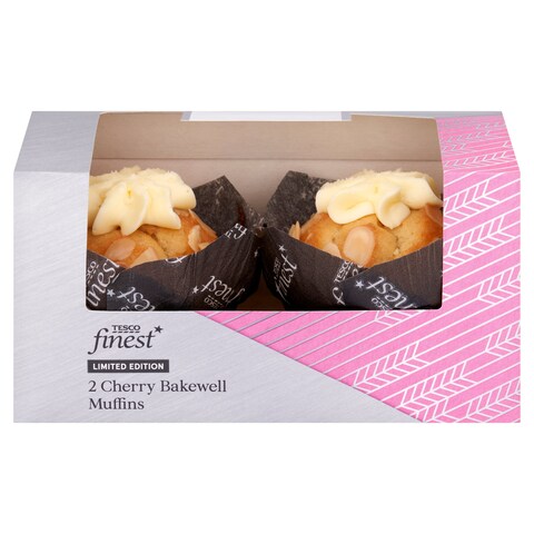 Tesco Finest Cherry Bakewell Muffins 2 Pack - Tesco Groceries