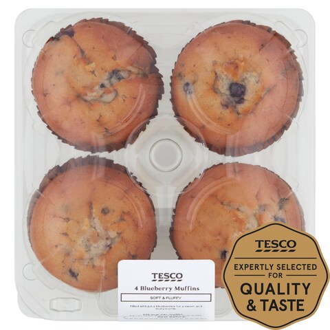 Tesco Blueberry Muffins 4 Pack - Tesco Groceries