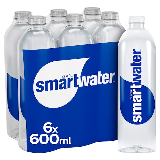 GLACEAU SMARTWATER M/PACK 6X600ML - Tesco Groceries