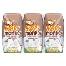 Happy Monkey Milkshakes - Chocolate 3x200ml - Tesco Groceries
