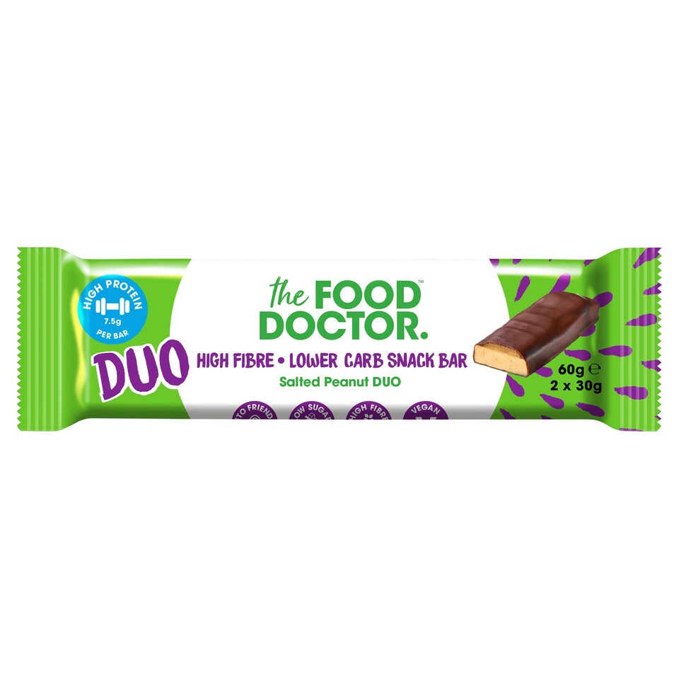 Food Doctor Salted Peanut Duo Bar 2X30g - Tesco Groceries