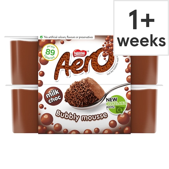 Nestle Aero Chocolate Mousse 4 Pack 236G - Tesco Groceries