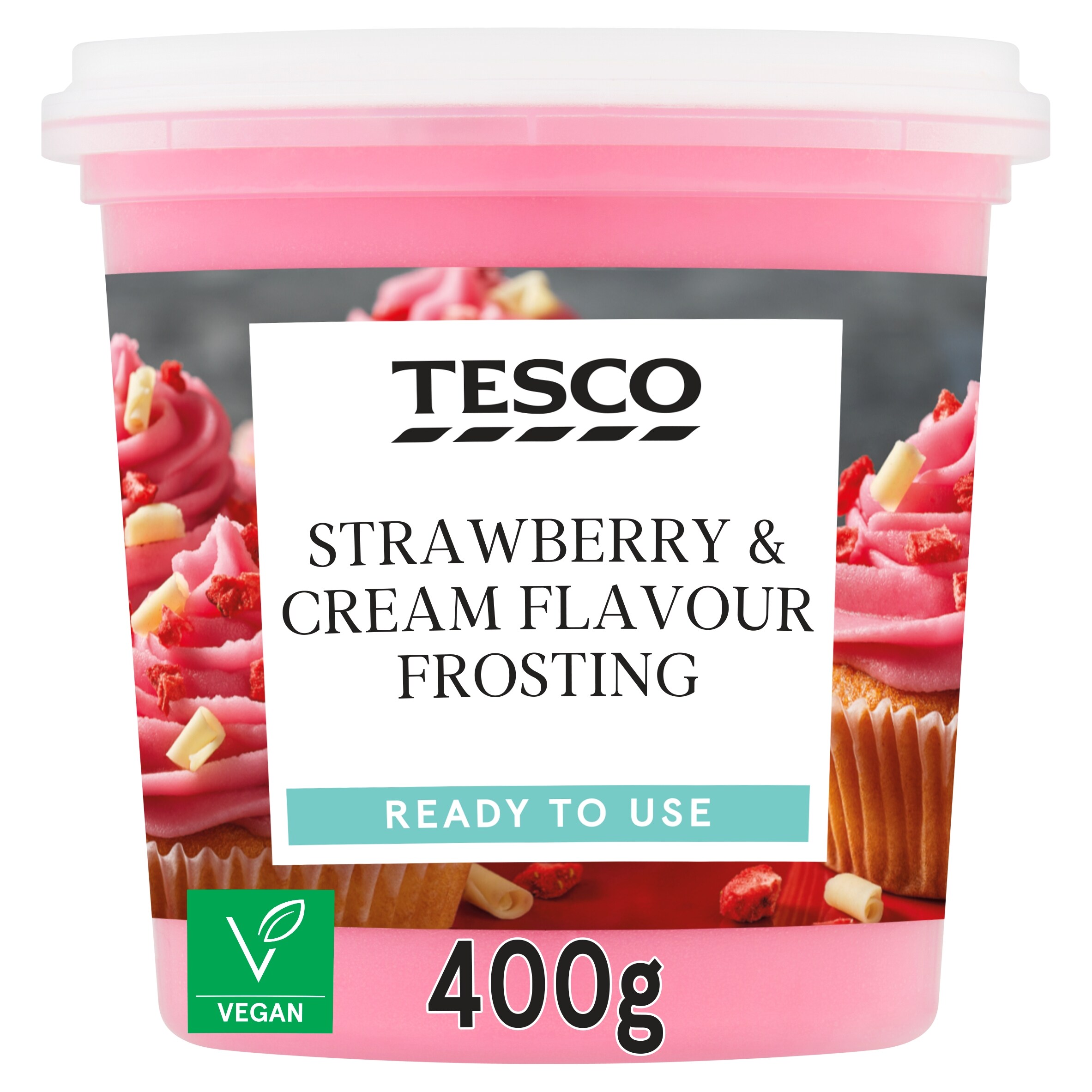Tesco Strawberry & Cream Flavoured Frosting 400g - Tesco Groceries