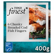 Tesco Finest 6 Chunky Cod Fillets Fish Fingers 400G - Tesco Groceries