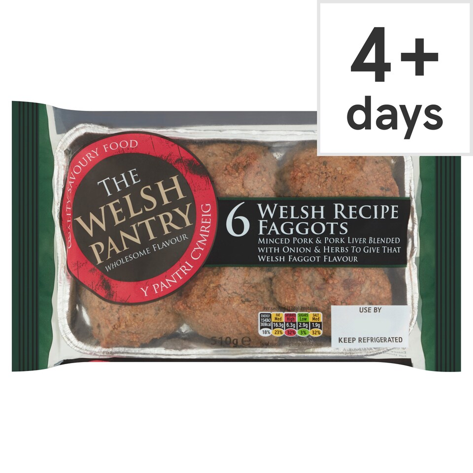 Welsh Pantry 6 Pack Cooked Faggots (L) - Tesco Groceries