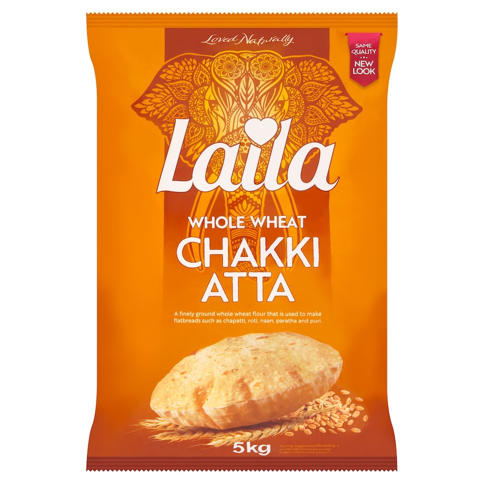 Laila Whole Wheat Chakki Atta 5kg - Tesco Groceries