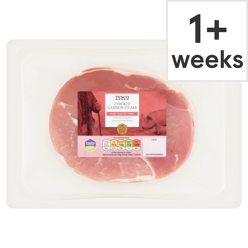 Tesco 2 Smoked Gammon Steaks 450g - Tesco Groceries