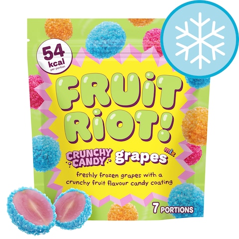 FRUIT RIOT CRUNCHY CANDY GRAPES 200G - Tesco Groceries