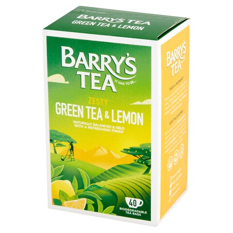 Barry's Green Tea With Lemon 40S 80G - Tesco Groceries