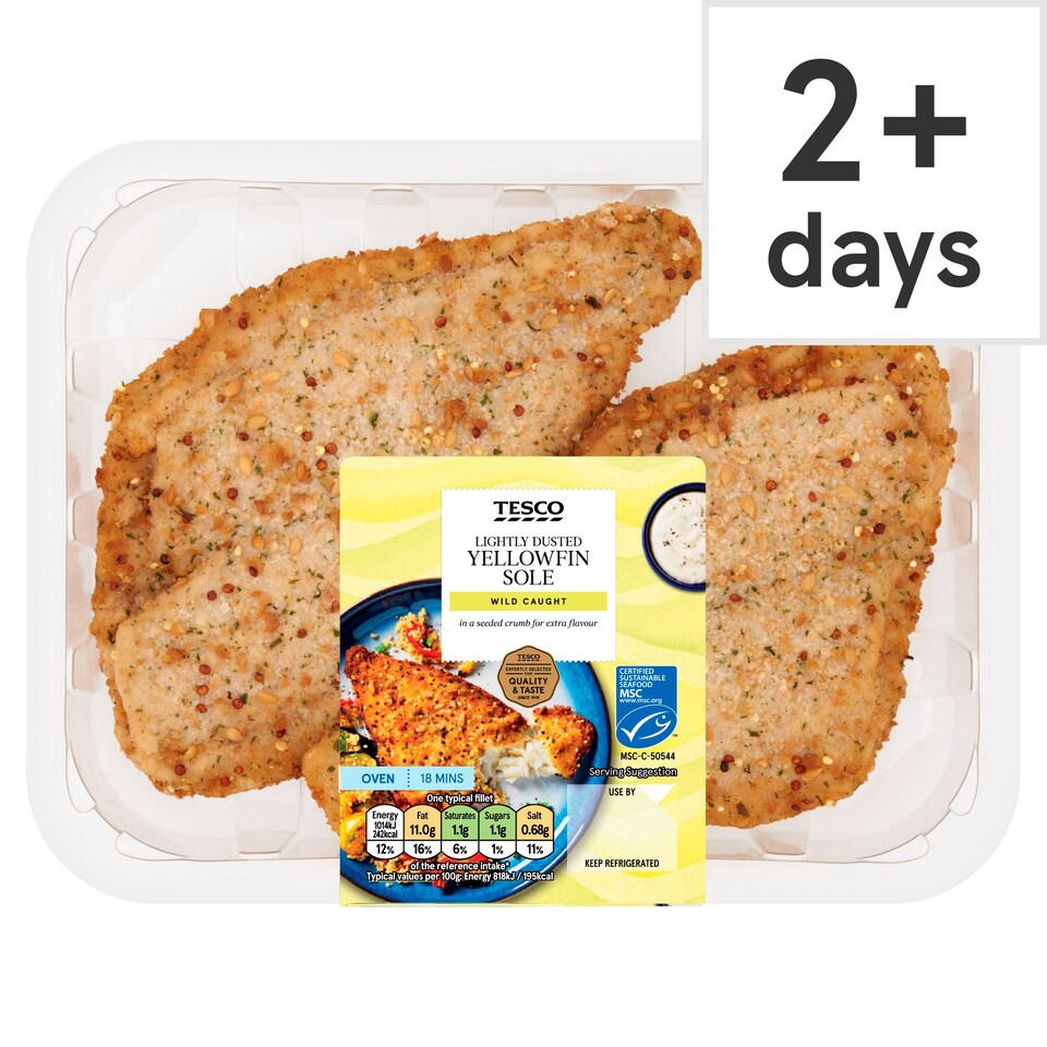 Tesco Lightly Dusted Yellow Fin Sole 272G - Tesco Groceries