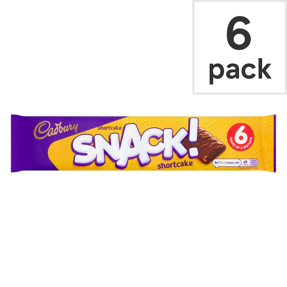 Cadbury Snack Shortcake Milk Chocolate Biscuits Multipack, 6 Pack 120g ...