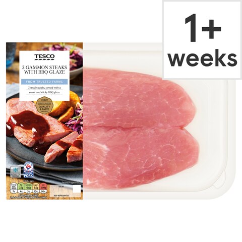 Tesco 2 Gammon Steaks with BBQ Glaze 300g - Tesco Groceries