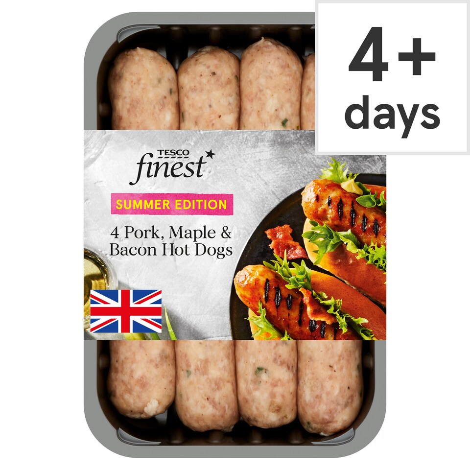 Tesco Finest 4 Pork Maple & Bacon Hot Dogs 400G - Tesco Groceries
