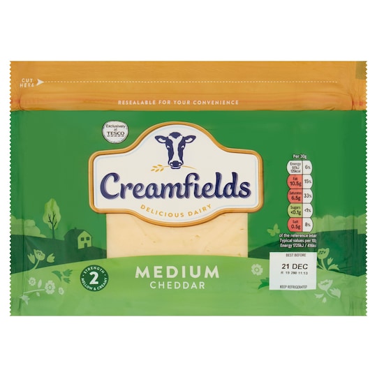 Creamfields Medium White Cheddar 400G - Tesco Groceries