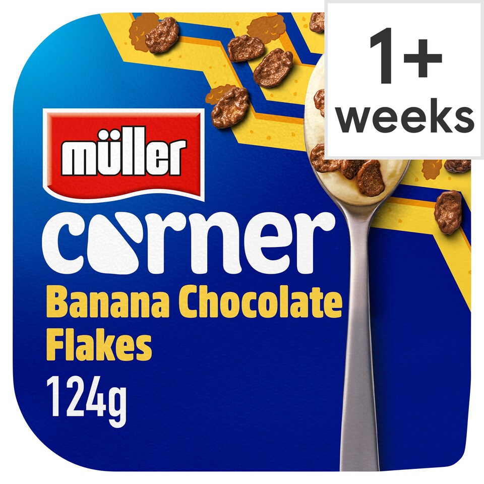 Muller Corner Banana Yogurt With Chocolate Flakes 124G - Tesco Groceries