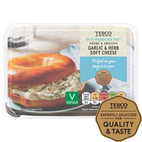 Tesco 50% Less Fat Garlic & Herb Soft Cheese 200g - Tesco Groceries