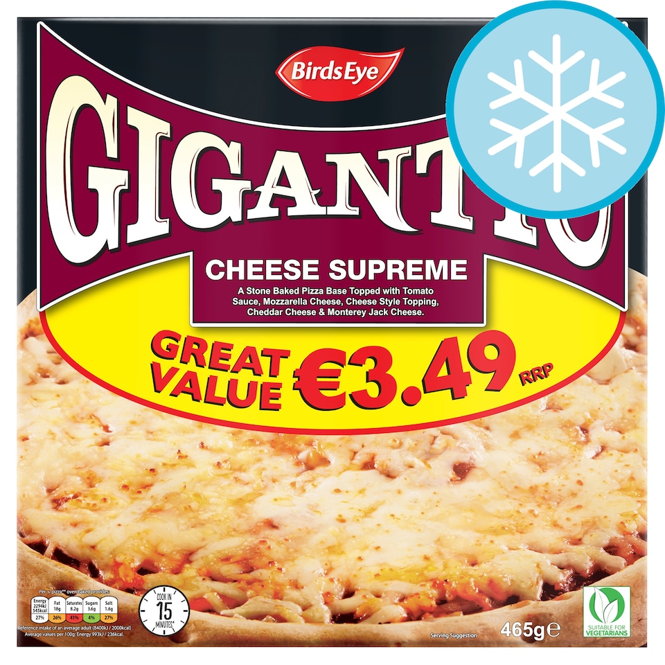 Birds Eye Gigantic Cheese Supreme Pizza 465G - Tesco Groceries