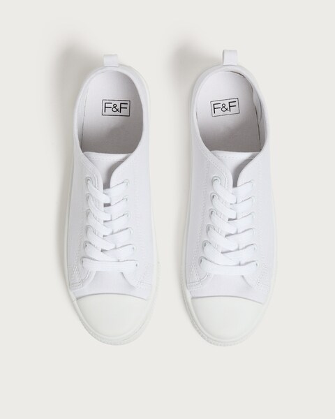 F&F Lace-Up Canvas Trainers in White - Tesco Groceries