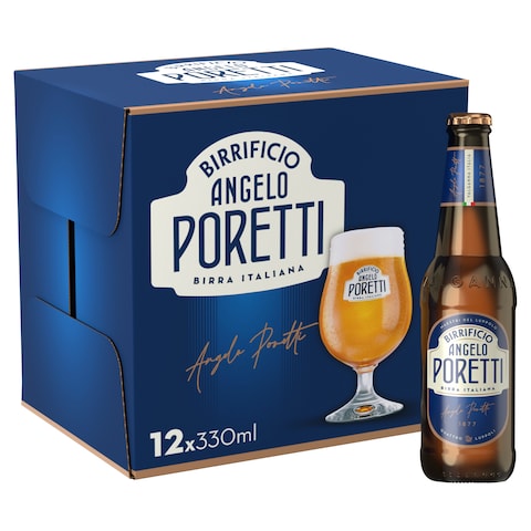 Angelo Poretti Premium Italian Lager Beer Bottle 12x330ml - Tesco Groceries