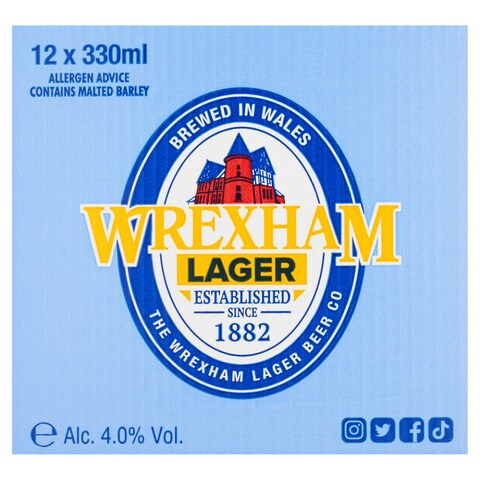 Wrexham Lager Beer 12 X 330Ml - Tesco Groceries