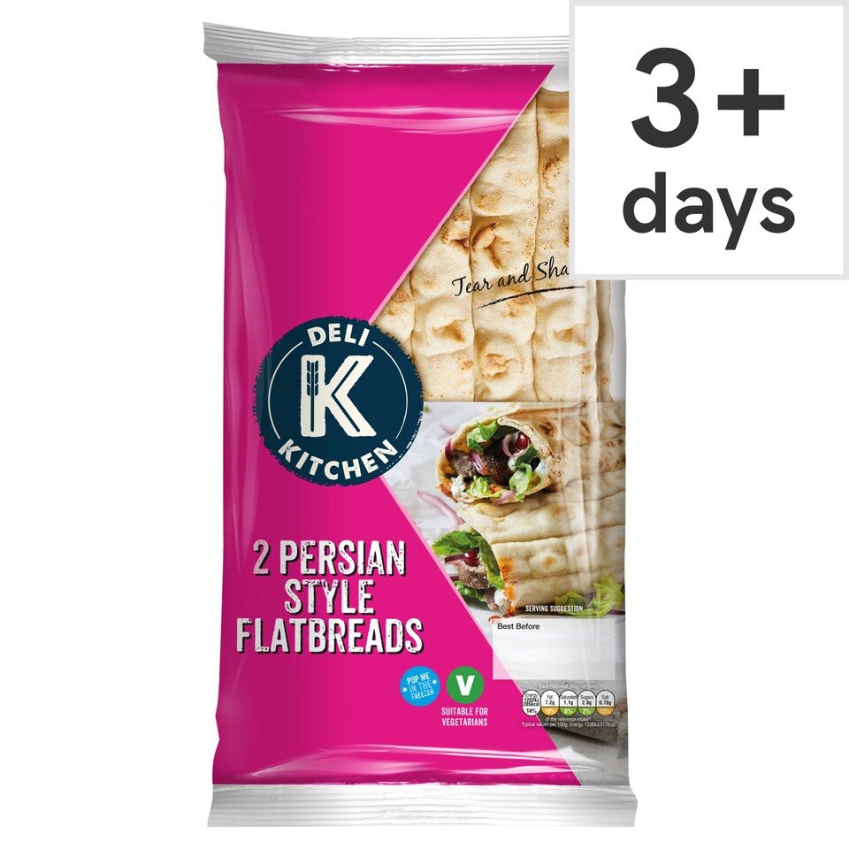 Deli Kitchen 2 Persian Style Flatbreads 180G - Tesco Groceries
