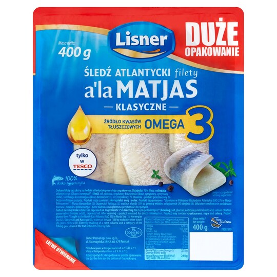 Diet info for Lisner Matjas Herring Fillets 400G - Spoonful