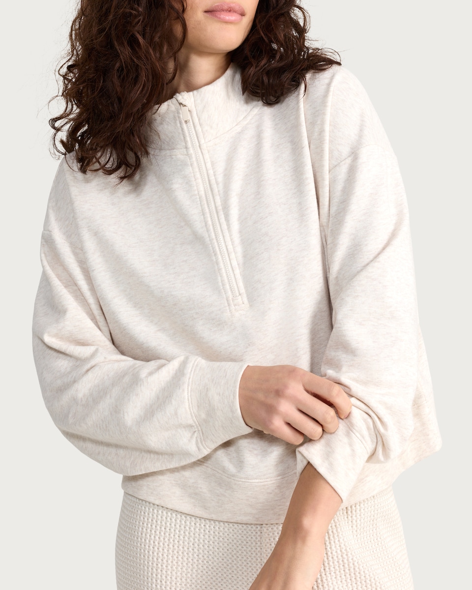 F&F 2-Piece Ribbed Half Zip Top and Bottoms Pyjama Set in Neutral ...