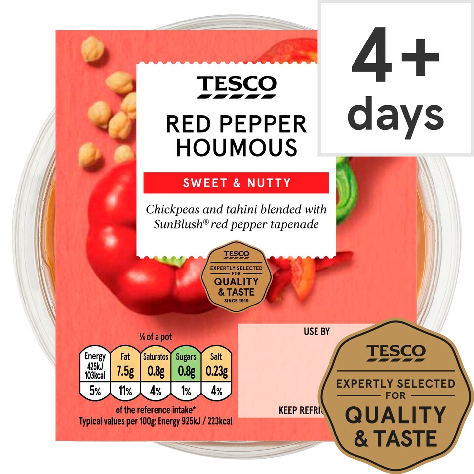 Tesco Houmous Red Pepper 182G - Tesco Groceries