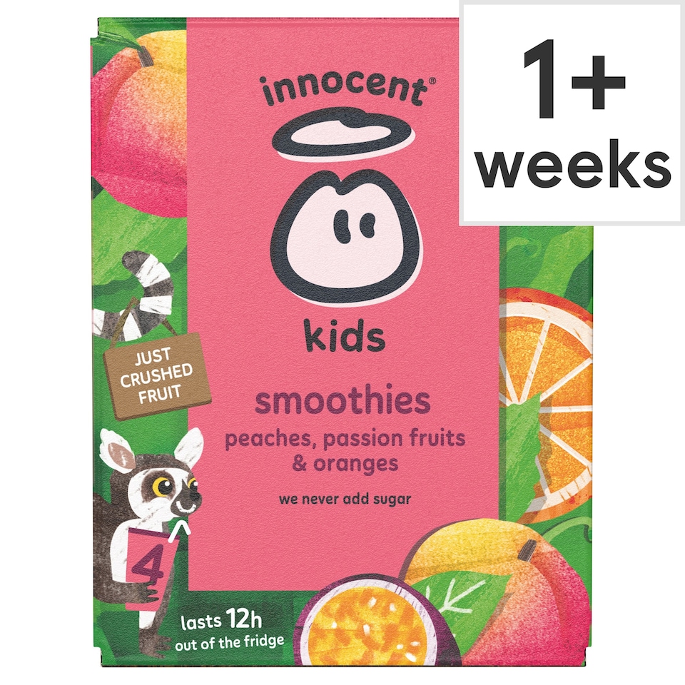 innocent Kids Smoothies Peaches, Passion Fruits & Oranges 4 x 150ml ...