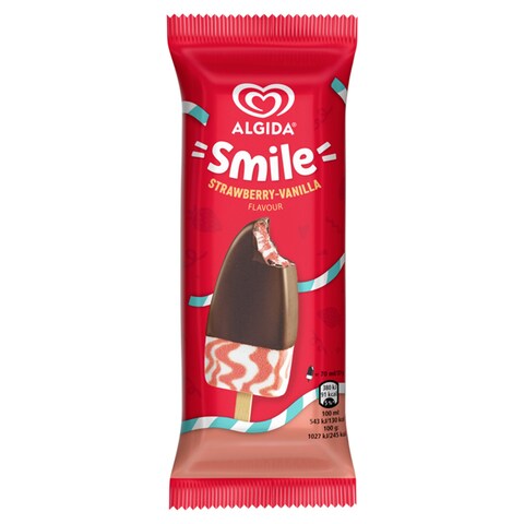 Algida Smile Strawberry-Vanilla Flavour Ice Cream 70 ml - Tesco Groceries