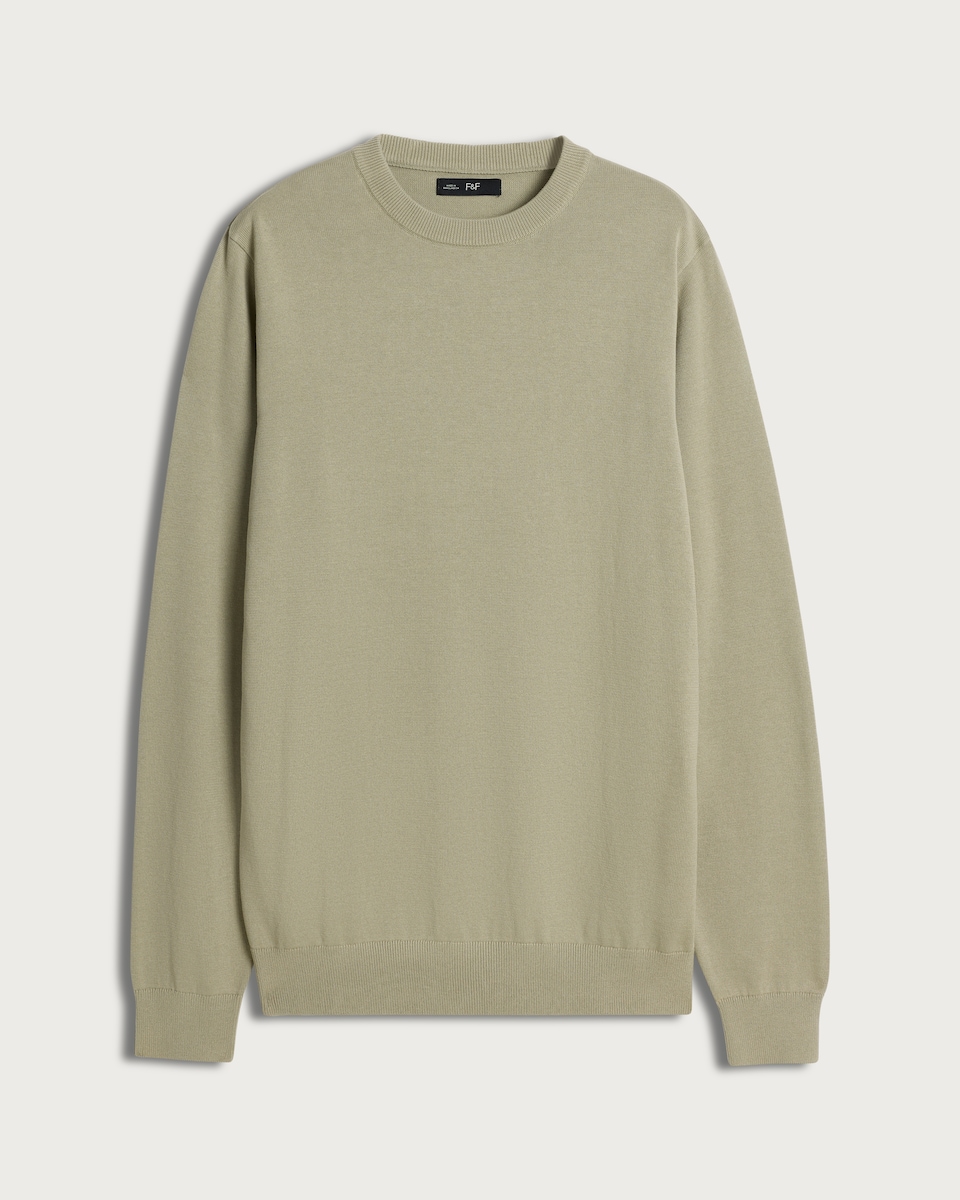 F&F Pure Cotton Ribbed Crew Neck Jumper in Green - Tesco Groceries