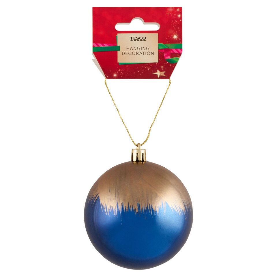 Tesco Plated Navy Gold Blue Bauble - Tesco Groceries