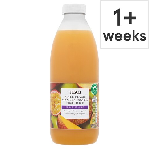 Tesco Apple Mango Passion Fruit & Peach Juice Not From Concentrate 1L ...