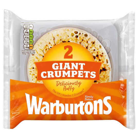 Warburtons 2 Pack Giant Crumpets - Tesco Groceries