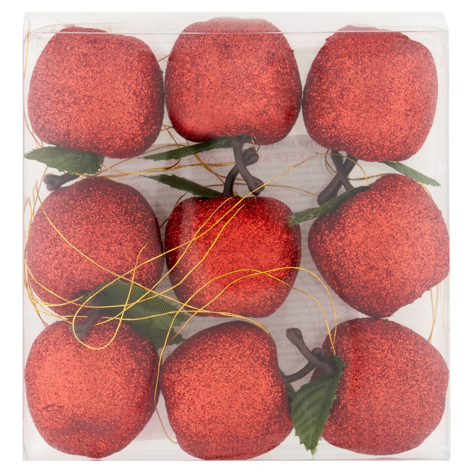 Piros csillámos alma dísz 9 db - Tesco Groceries