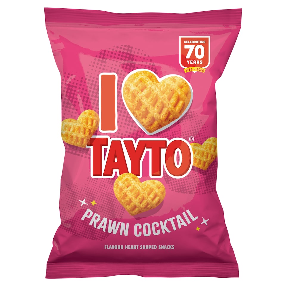 Tayto Heart Prawn Cocktail Flavoured Snacks 70g - Tesco Groceries