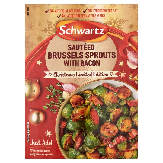 Schwartz Sauteed Brussels Sprouts With Bacon Limited Edition - Tesco ...