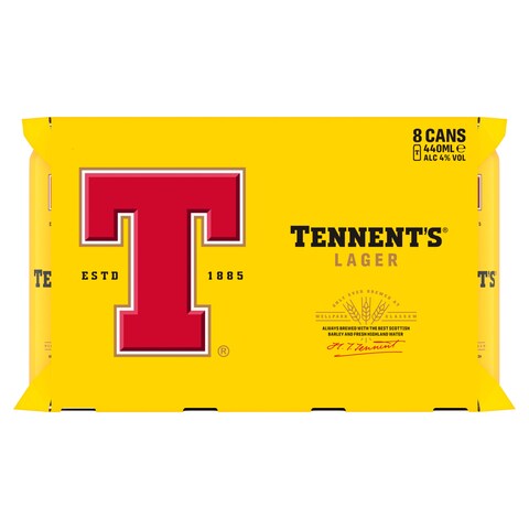 Tennents Lager 8 x 440ml can - Tesco Groceries