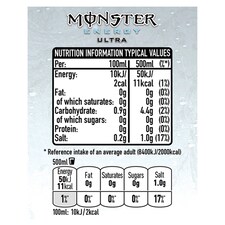 Monster Ultra White Multipack 4 X 500Ml - Tesco Groceries