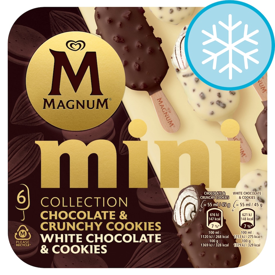 Magnum Mini Chocolate White Chocolate Cookie Ice Cream 6X55ml - Tesco ...