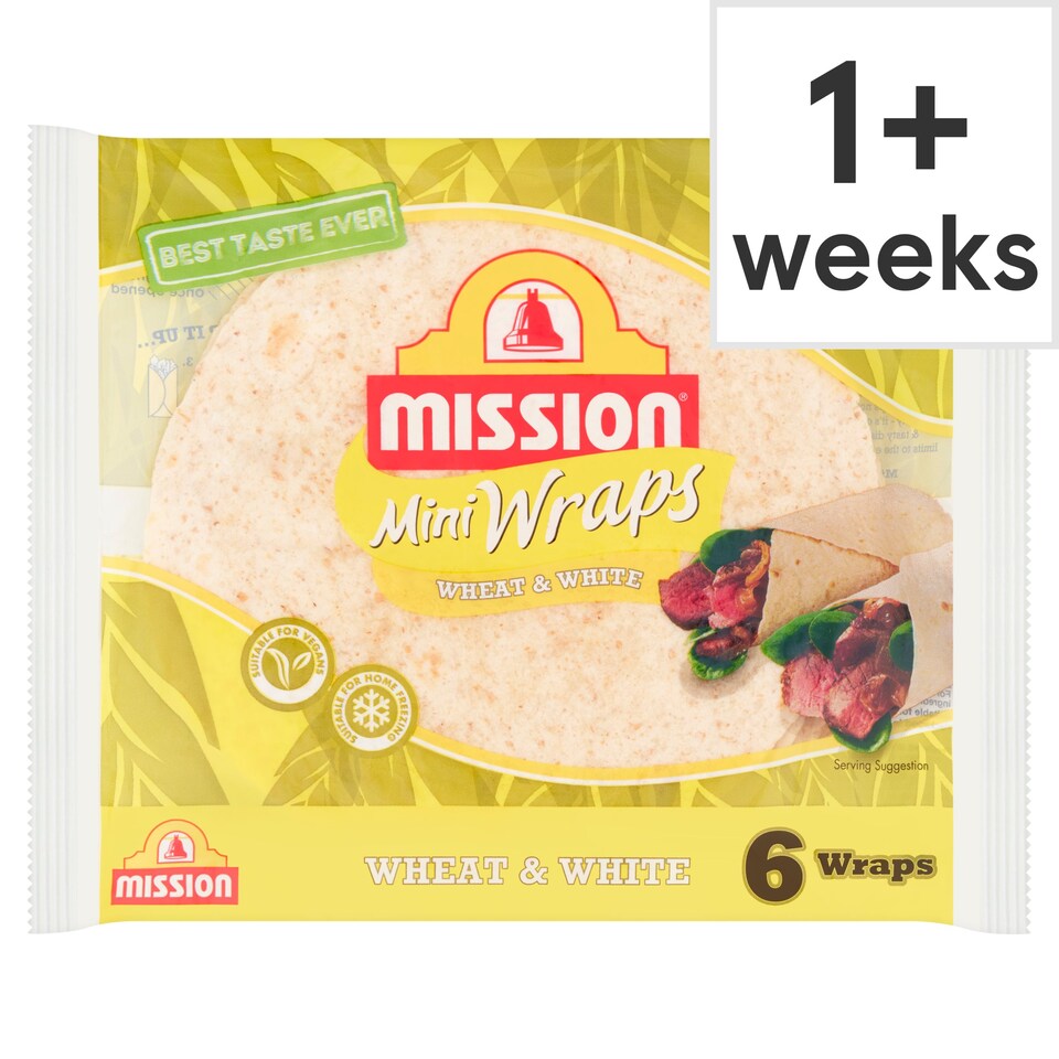 Mission Deli 6 Wheat & White Mini Wraps 186G - Tesco Groceries